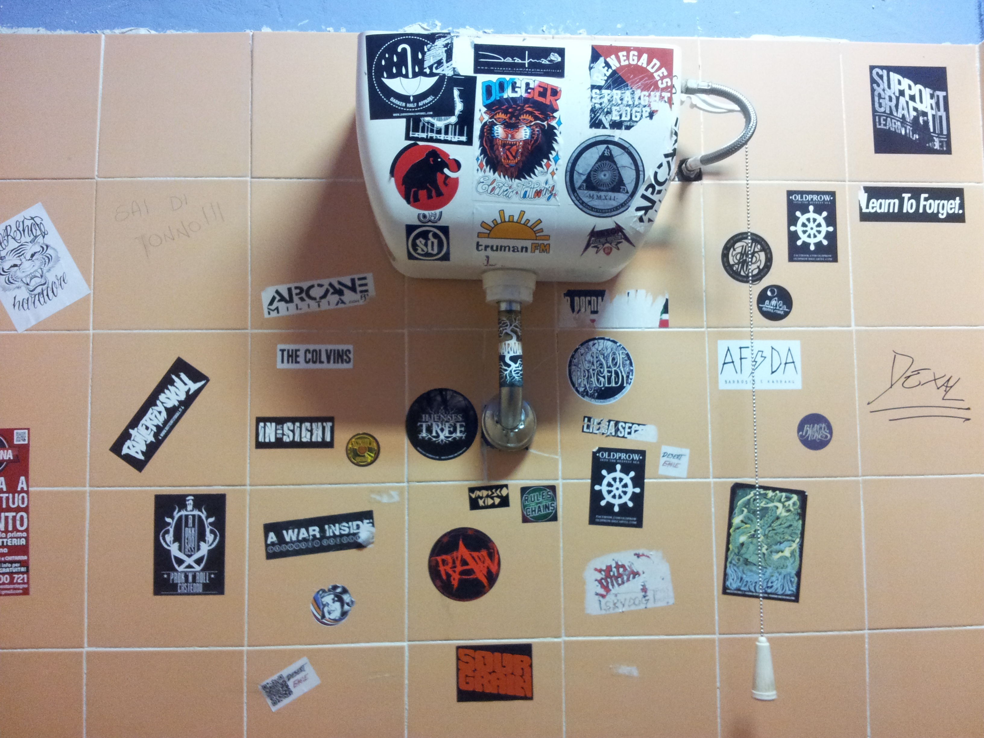 Bathroom with city stickers free image download