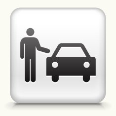 Square Button with Car Driver and Vehicle free image download