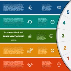 Infographic template with text areas on five positions free image download