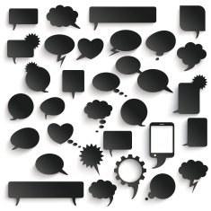 Big Set Black Paper Communication Bubbles Shadows free image download