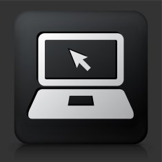 Black Square Button with Laptop and Cursor free image download