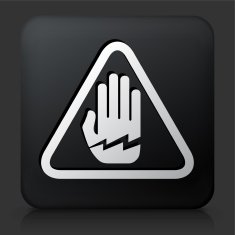 Black Square Button with Electrocution Icon free image download