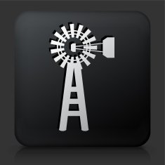 Black Square Button with Farm Mill Icon free image download