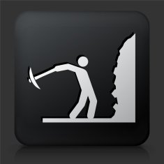 Black Square Button with Person Mining N2 free image download