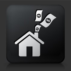 Black Square Button with Home Money Icon free image download
