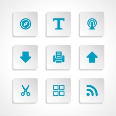 Modern vector icons set bend paper effect N11 free image download