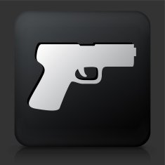 Black Square Button with Gun Icon free image download
