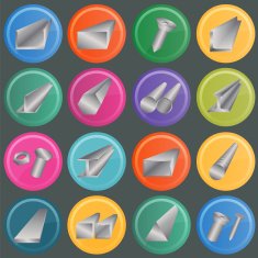 Set of metal profiles icons N2 free image download