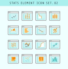 Line Flat Icons Statistic Elements Set 02 free image download