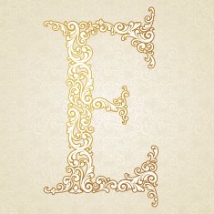 Gold font type letter E uppercase free image download