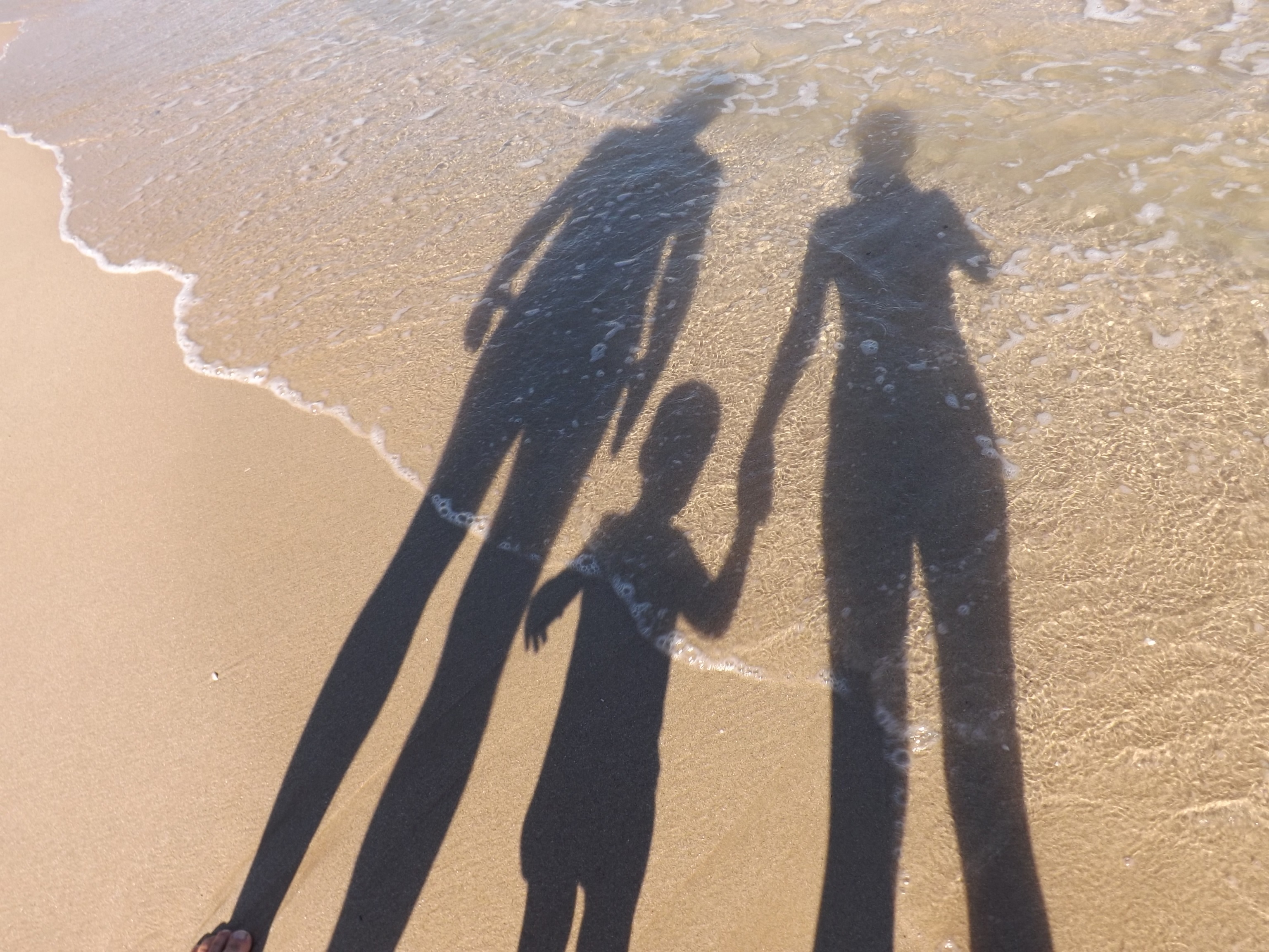 Family shadows on beach free image download