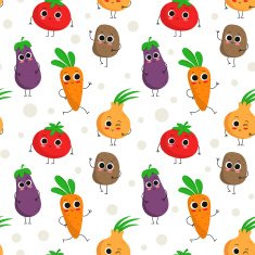 Cute seamless pattern with happy vegetables N2 free image download