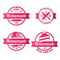 Homemade sweets red labels badges set free image download