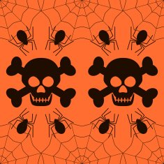 Seamless Halloween pattern of skulls and spiders free image download