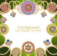 Vector abstract ethnic patterns with a green background free image download