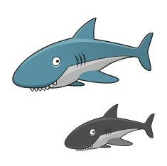 Cartoon toothy gray shark character free image download