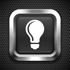 Light bulb on Black Square Button free image download