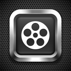 Film Reel on Black Square Button free image download