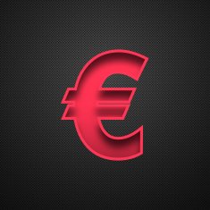 Euro Symbol € - Red on Carbon Fiber Background free image download