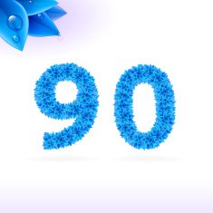 Sans serif font with blue leaf decoration N18 free image download