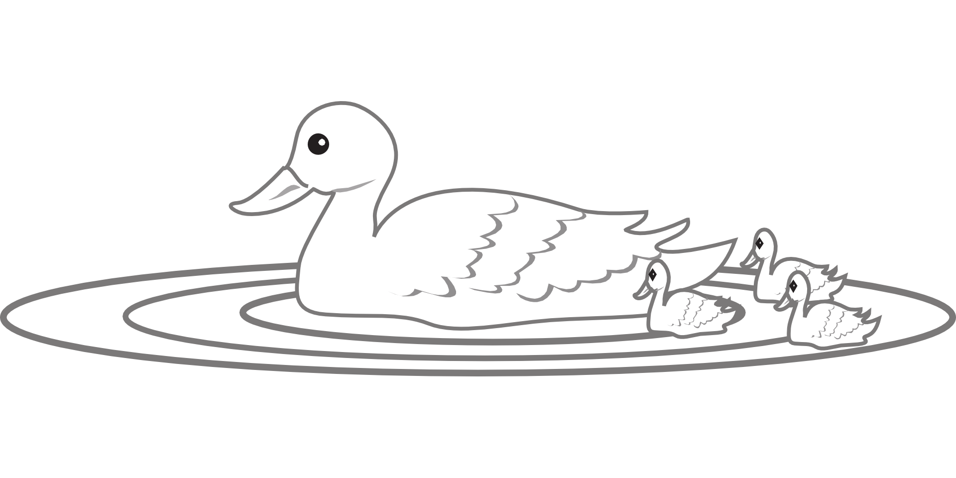 Duck drawing with ducklings on the water free image download