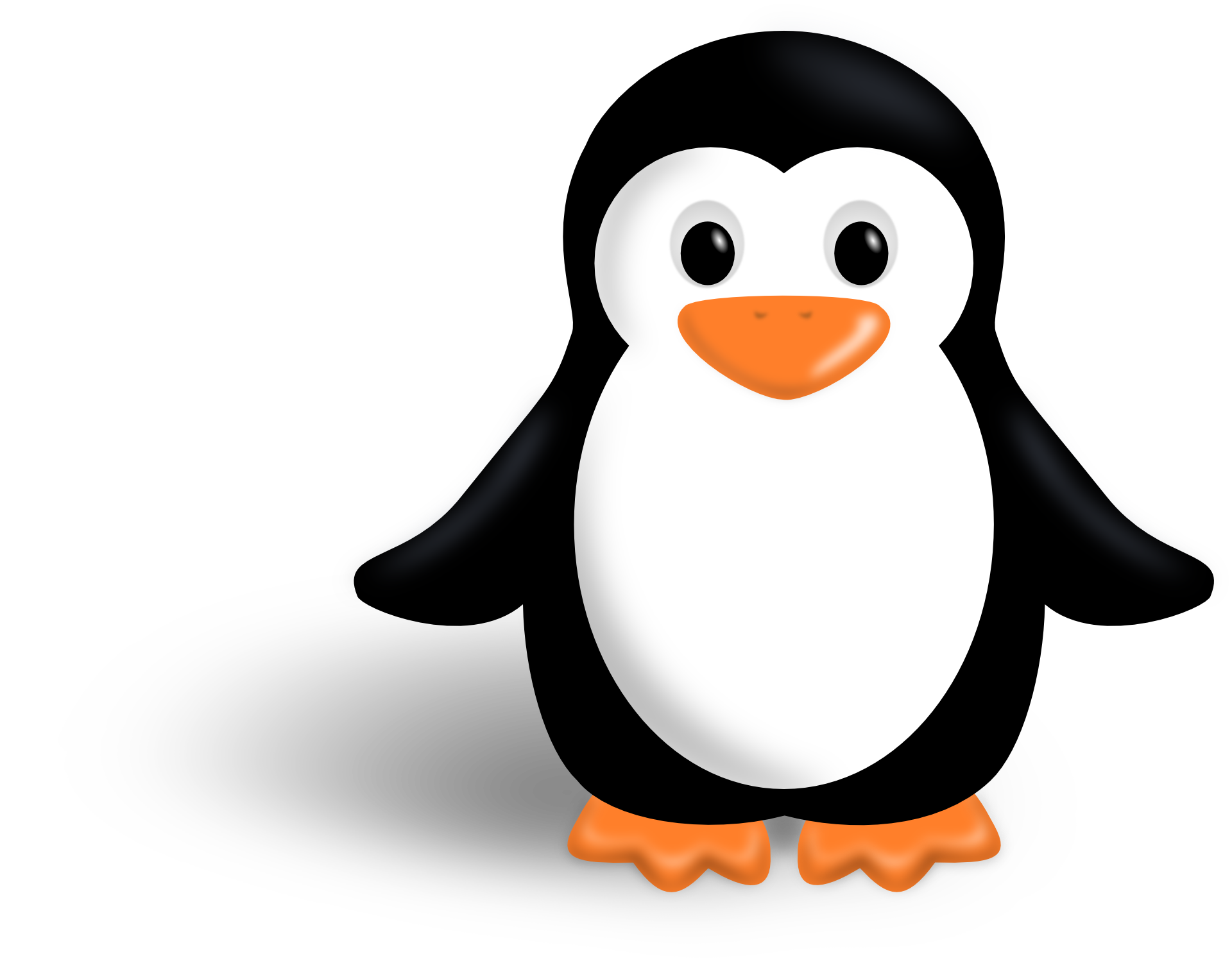 Penguin tux with shadow, render free image download