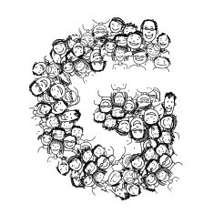 Letter G people crowd vector alphabet design free image download