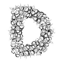 Letter D people crowd vector alphabet design free image download