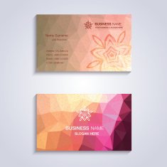 Pink triangles pattern and abstract flower name card template free ...