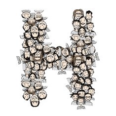 Letter H people crowd vector alphabet design N2 free image download