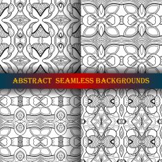 Vector Set of 4 Seamless Monochrome Abstract Pattern N17 free image ...