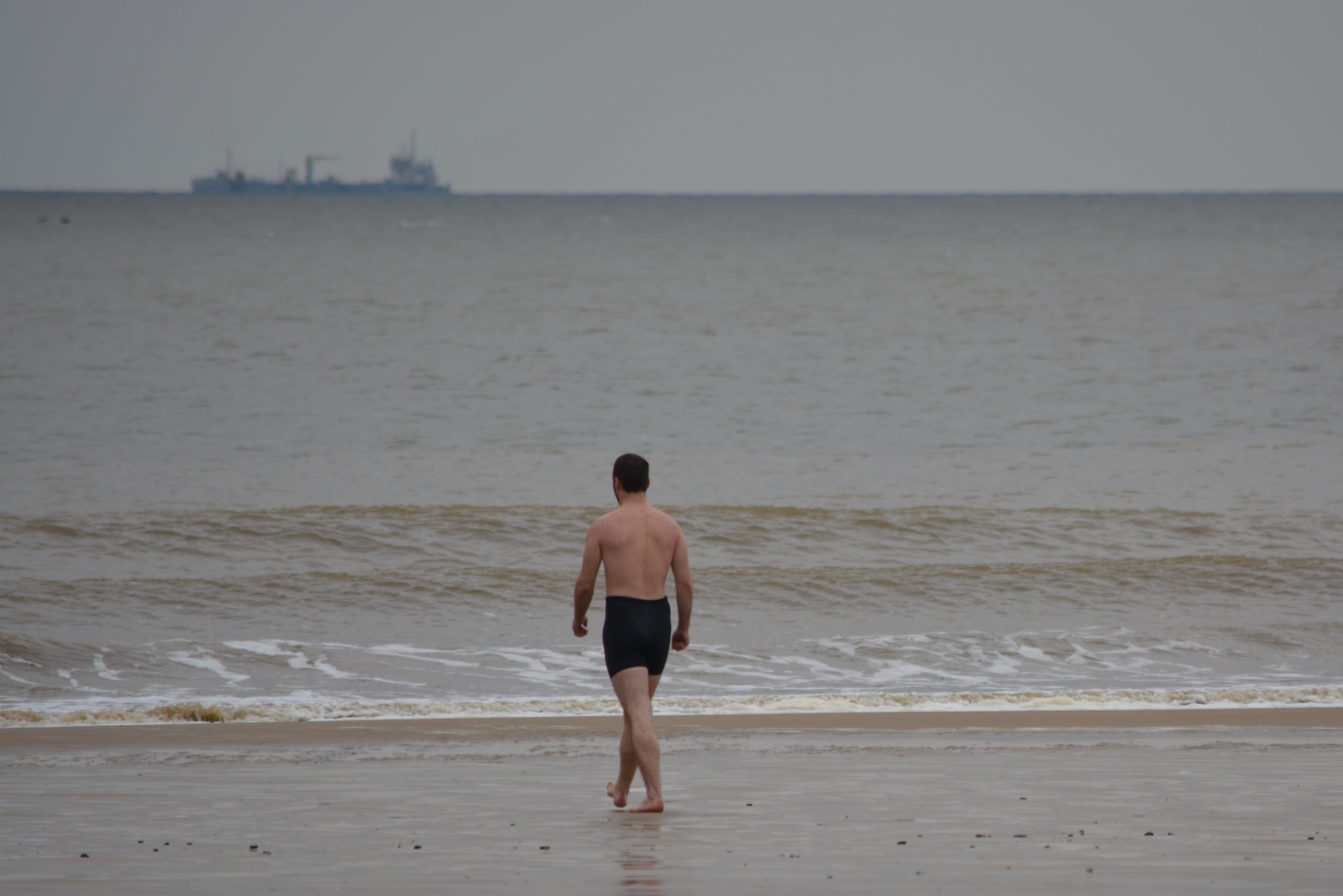 A man on the beach of the North Sea free image download