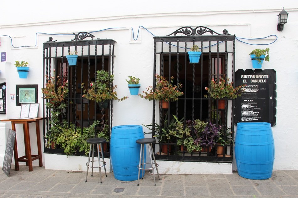 Tavern with blue butterflies and chairs free image download