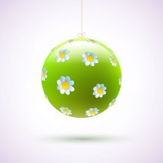 Green sphere with paper flowers free image download