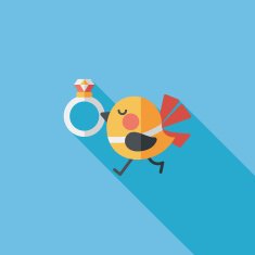 Wedding bird with diamond ring flat icon N12 free image download