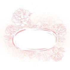 Romantic pink vector frame with peonies free image download