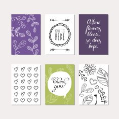 Set of floral theme cards free image download