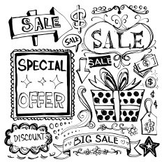 Sales and Discount doodle drawing free image download