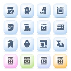 Kitchen appliances icons on color buttons free image download