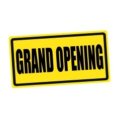 Grand opening black stamp text on yellow free image download