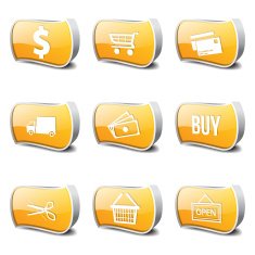 Shopping Sign Yellow Vector Button Icon Design Set free image download