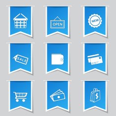 Shopping Sign Label Vector Blue Icon Design Set 2 free image download
