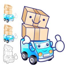 Car mascot moving a box N2 free image download