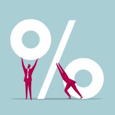 Two businessman builds big percent sign free image download