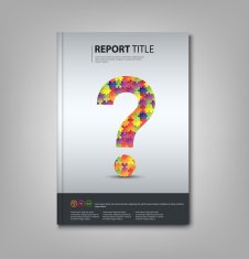 Brochures book or flyer with colored puzzle question template free ...