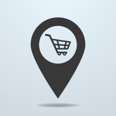 Map pointer with a shopping cart symbol free image download