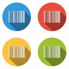 Collection of 4 isolated flat buttons (icons) for barcode free image ...