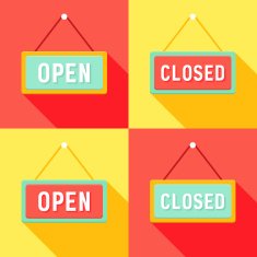 Yellow Red Cyan Open and Closed Signs Set free image download