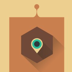 Hexagon beige map marker symbol N2 free image download