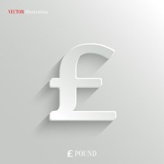 Pound icon - vector white app button free image download